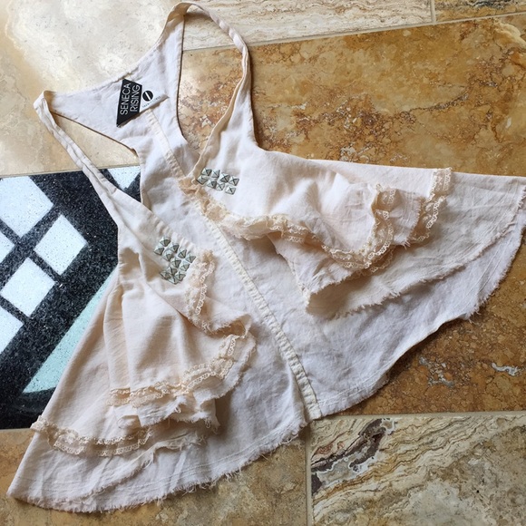 Seneca Rising | Tops | Pacsun Seneca Rising Frilly Vest W Laceraw Hems ...